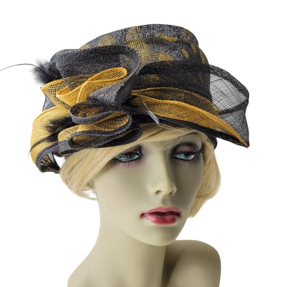 Accessories | Glamorous Red Carpet Hat In Black And Gold With Polka ...